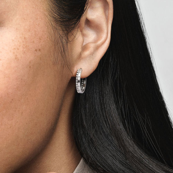 Pandora Signature Logo Beads Hoop Earrings Stylessence Fine Jewellery